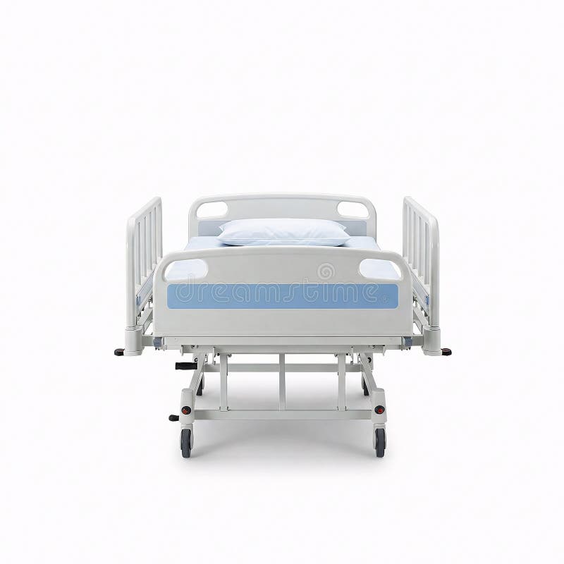 Hospital Bed Isolated on a White Background. 3d Rendering Front View ...