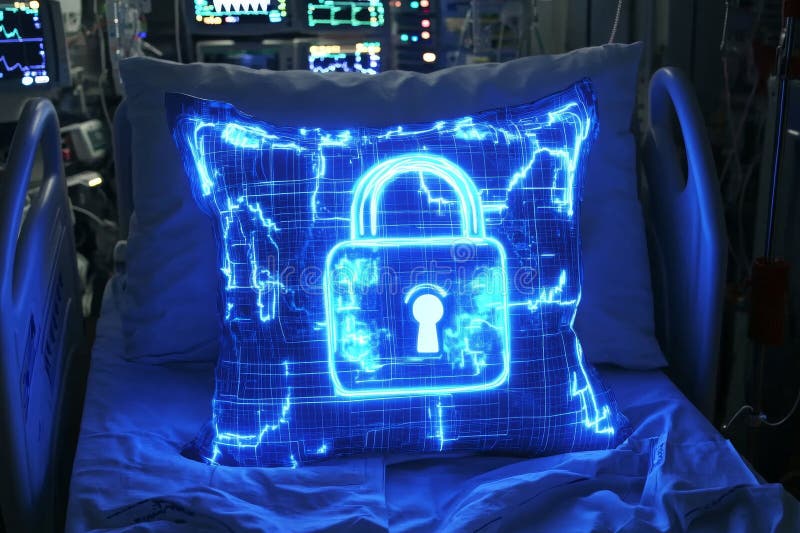 A Hospital Bed is Shown with a Digital Padlock Overlay, Representing ...