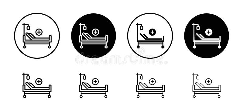 Hospital Bed Vector Icon Set Collection. Hospital Bed Outline Flat Icon ...