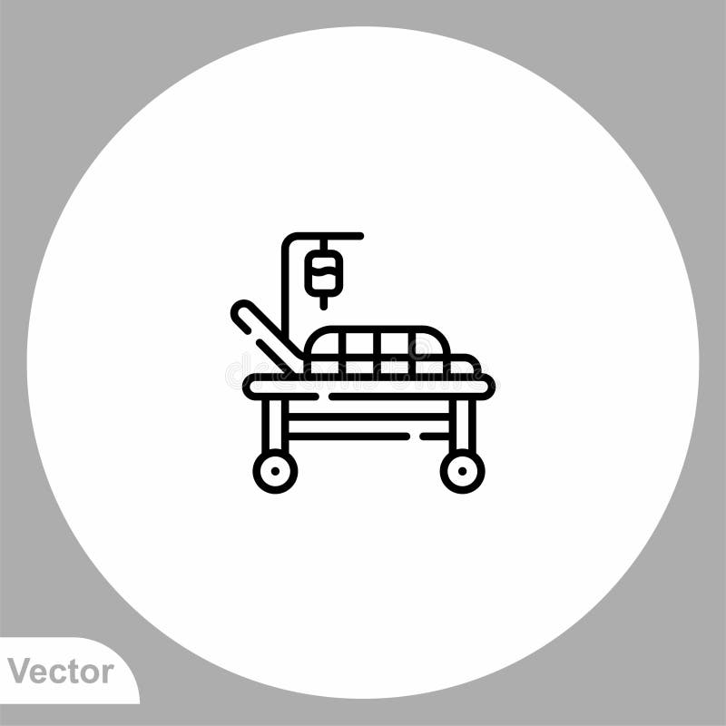 Hospital Bed Vector Icon Sign Symbol Stock Illustration - Illustration ...