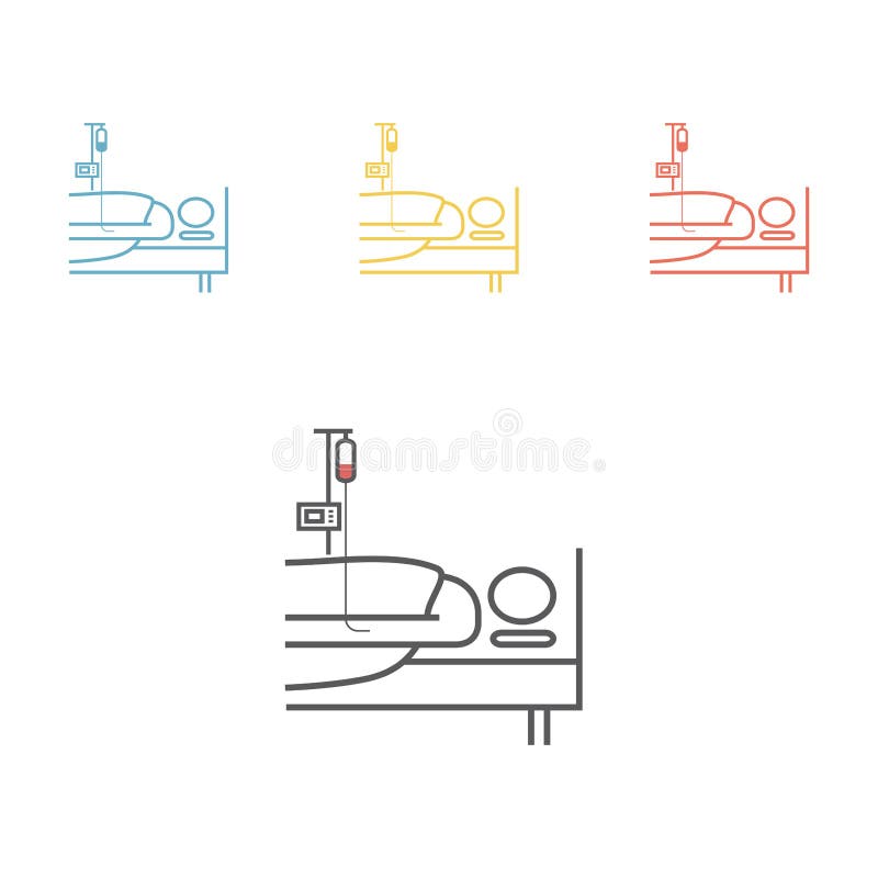 Hospital Bed or Hospital Ward Symbol. Man in a Coma. Vector ...