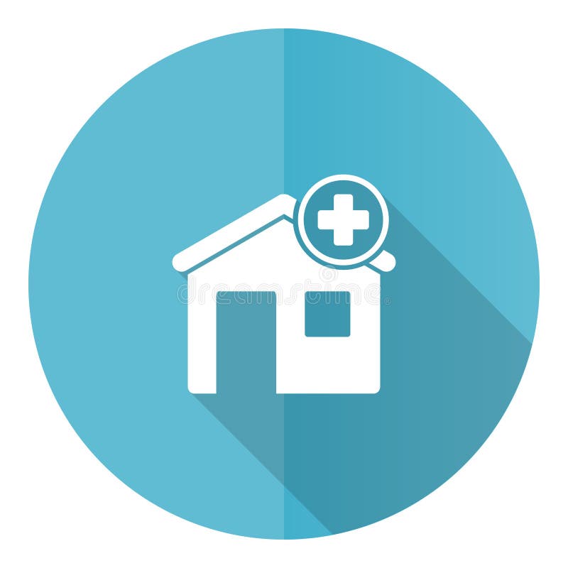 Hospital Building Blue Round Flat Design Vector Icon Isolated on White ...