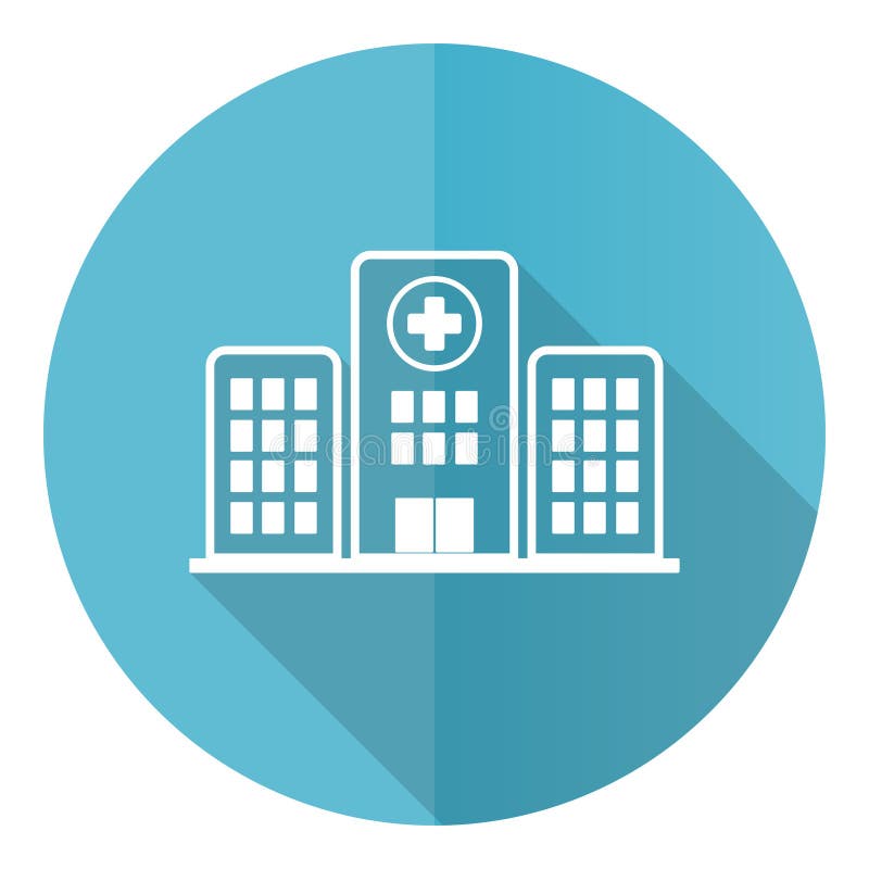Hospital Building Blue Round Flat Design Vector Icon Isolated on White ...