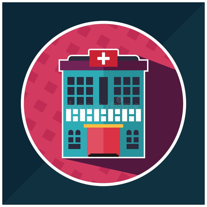 Hospital Building Flat Icon with Long Shadow. Hospital Flat Colored ... Hospital Building Flat Icon with Long Shadow. Hospital Flat Colored ...