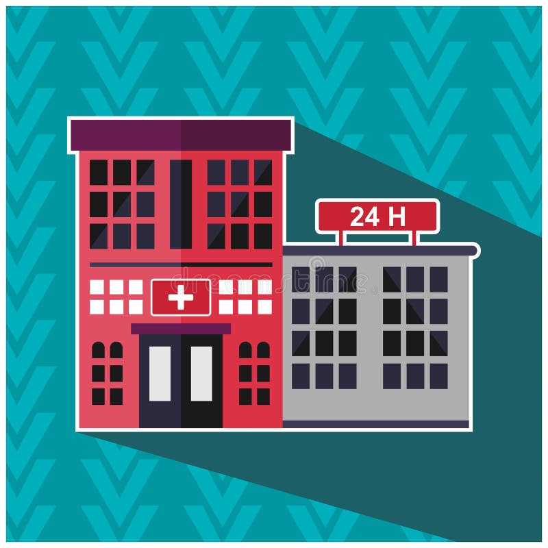 Hospital Building. Hospital Building Flat Icon with Long Shadow ... Hospital Building. Hospital Building Flat Icon with Long Shadow ...