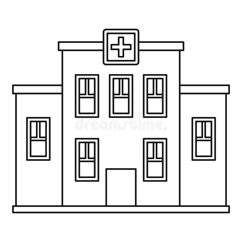 Hospital Building Icon, Outline Style Stock Vector - Illustration of ...