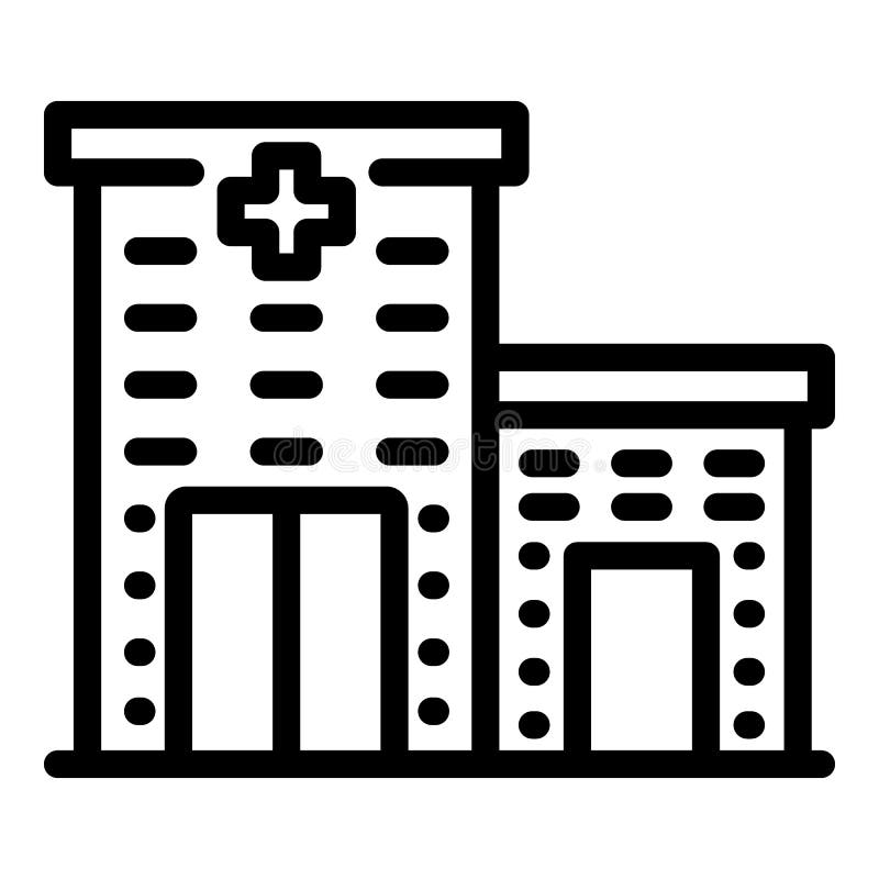 Hospital Building Icon, Outline Style Stock Vector - Illustration of ...
