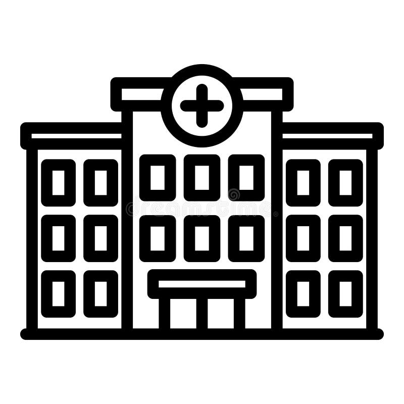 Hospital Building Icon, Outline Style Stock Vector - Illustration of ...