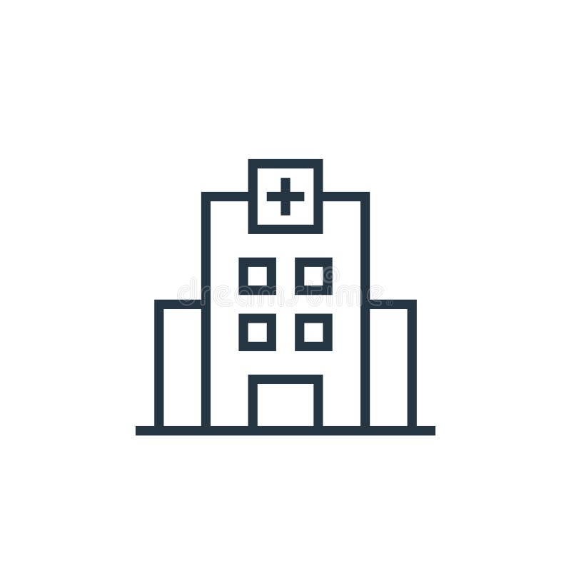 Hospital Building Vector Icon Isolated on White Background. Outline ...