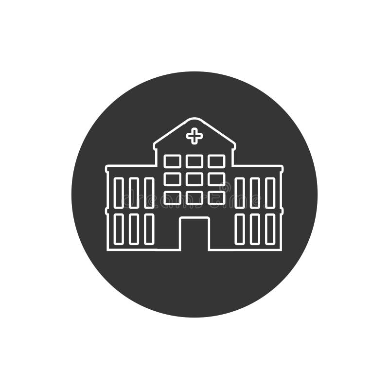 Hospital Building Vector Line Icon in Modern Flat Stock Vector ...