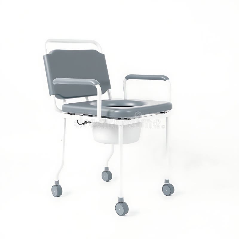 A Hospital Commode Chair with an Adjustable Frame Placed on a Clean ...