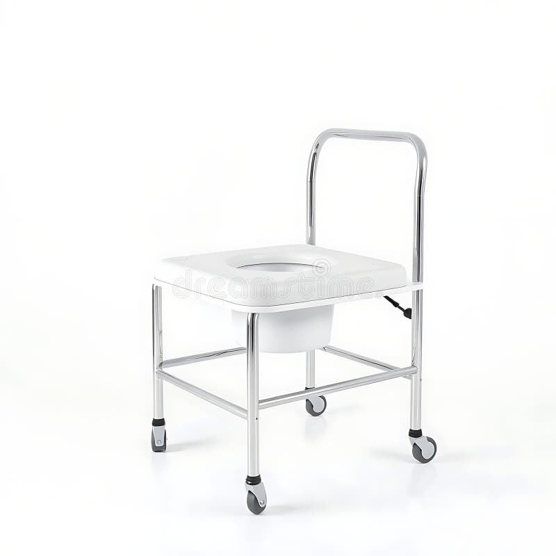 A Hospital Commode Chair with an Adjustable Frame Placed on a Clean ...
