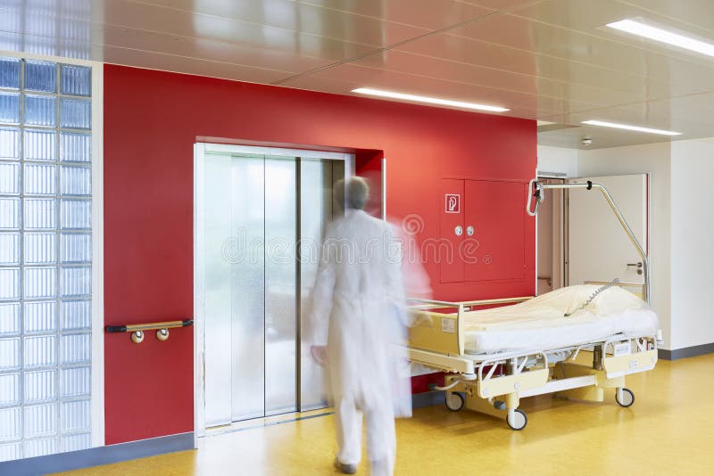 Hospital Elevator Bed Ward Doctor Stock Image - Image of illness, white ...