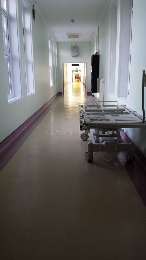 Quiet Hospital Corridor stock image. Image of health - 277994821