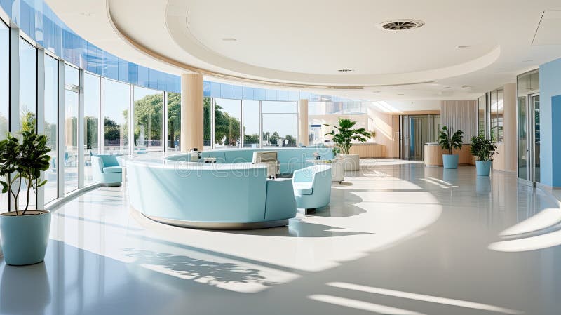 Hospital Corridor, Polyclinic Reception Stock Illustration ...