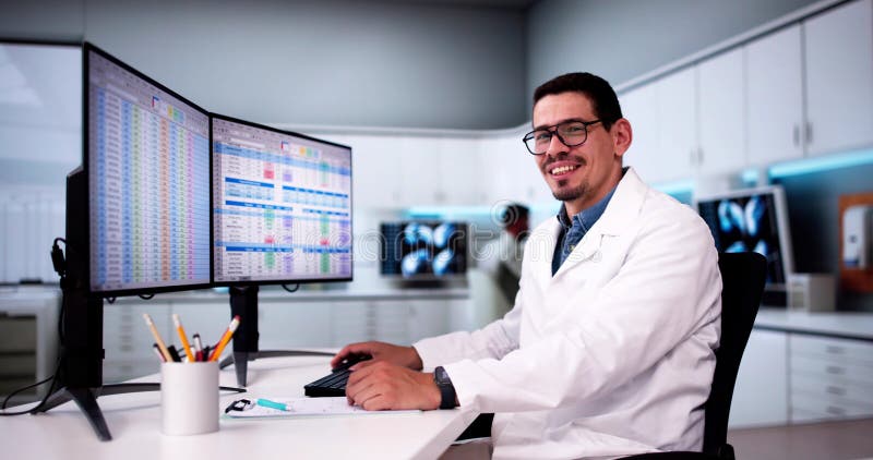 Hospital Doctor Using Spreadsheet for Billing Codes Stock Photo - Image ...