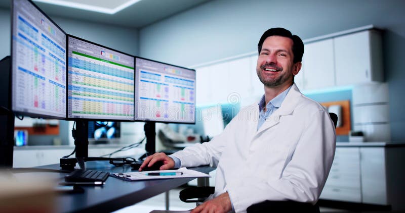 Hospital Doctor Using Spreadsheet for Billing Codes Stock Image - Image ...