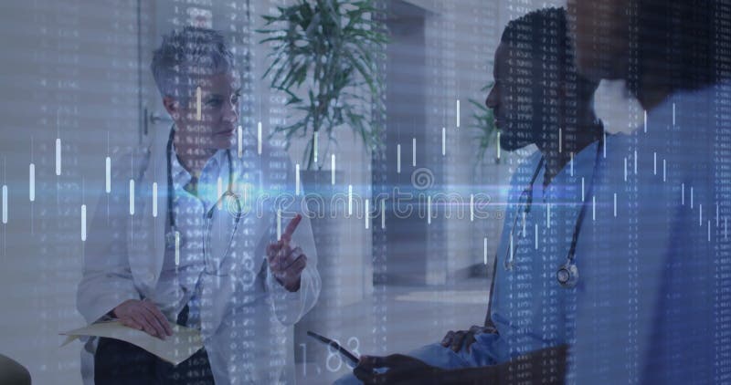 In Hospital, Doctors Discussing Patient Data Using Digital Animation ...