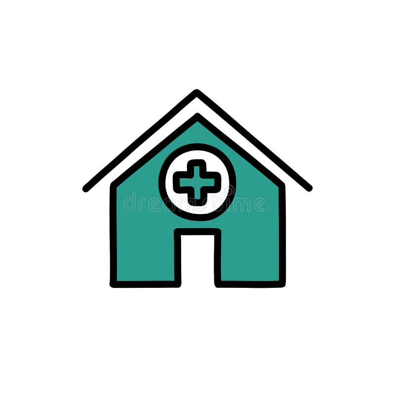 Hospital Doodle Icon, Vector Color Line Illustration Stock Vector ...