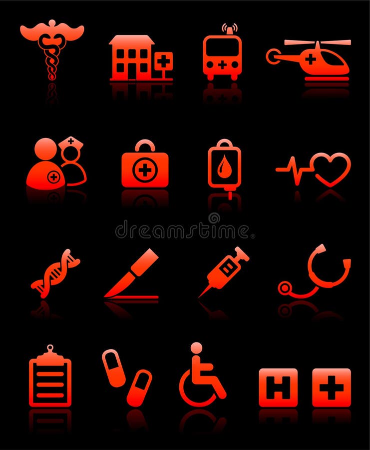 Hospital Emergency Icons Collection Stock Illustration - Illustration ...