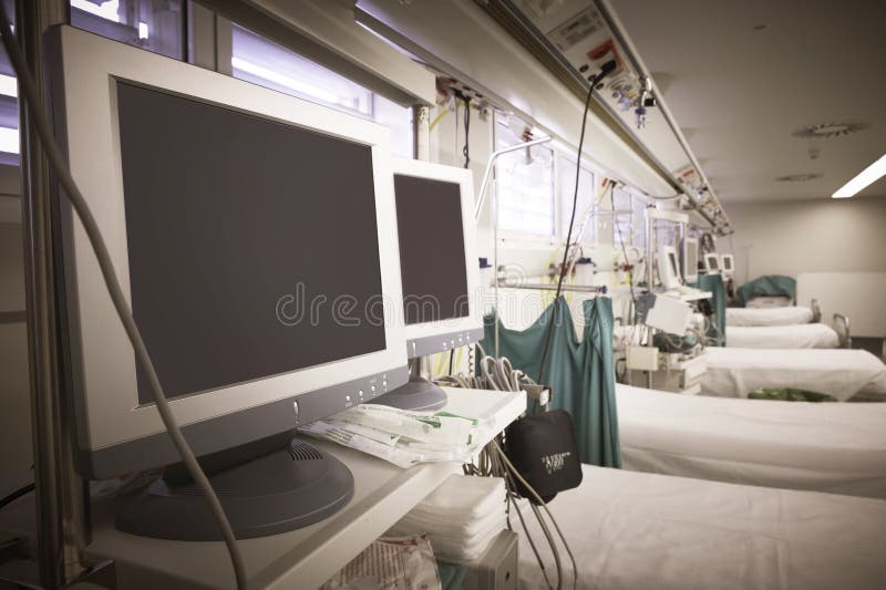 Hospital Emergency Room with Equipment and Beds Stock Image - Image of ...