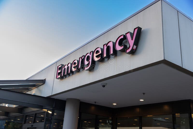 Hospital Emergency Room Sign Outside Stock Photo - Image of sign ...