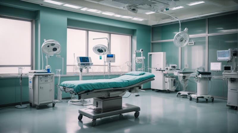 Hospital Empty Operation Room with Surgery Bed and Surgery Generative ...
