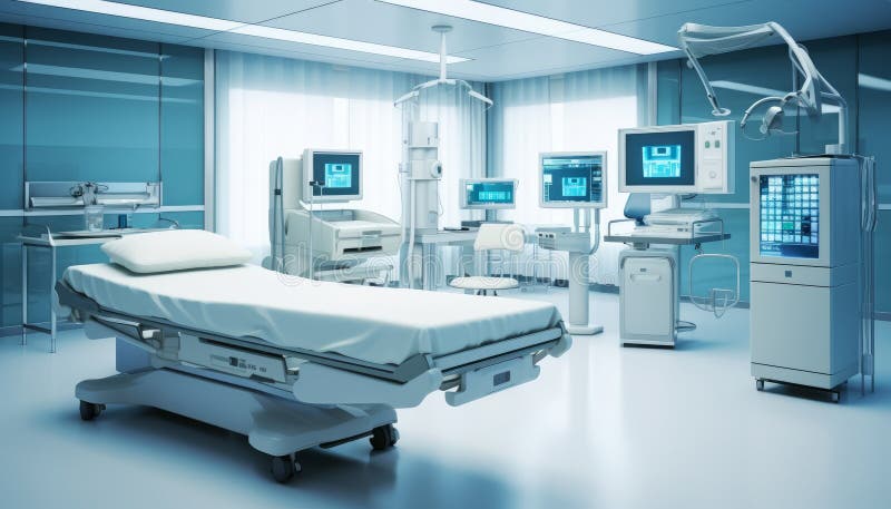 Hospital Empty Operation Room with Surgery Bed and Surgery Generative ...
