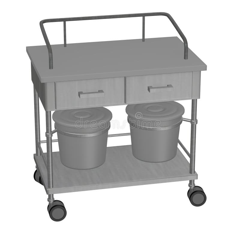 Hospital Equimpent - Wheel Table with Buckets Stock Illustration ...