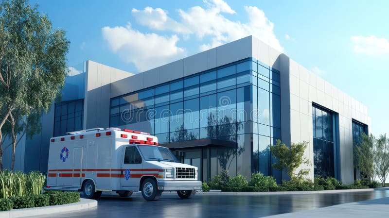 Hospital Exterior Front View with Entrance in Flat Design. Medical ...