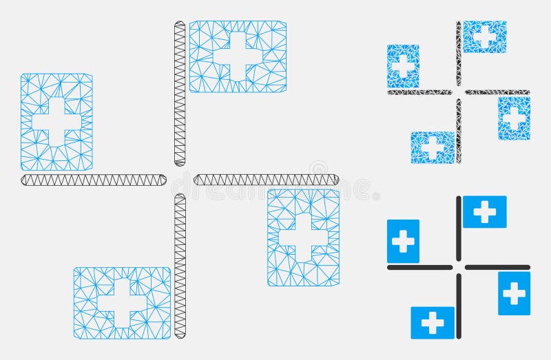 Hospital Flags Vector Mesh Wire Frame Model and Triangle Mosaic Icon ...