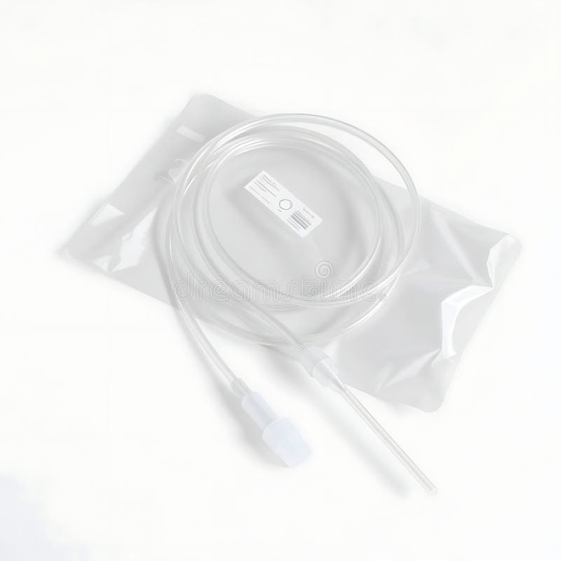 A Hospital Grade Suction Catheter in Sterile Packaging on a Clean White ...