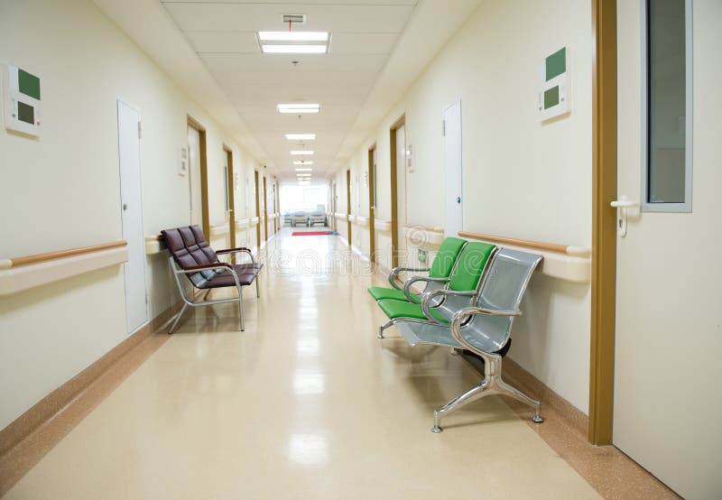 Hospital hallway stock photo. Image of green, doors, clinic - 33284938
