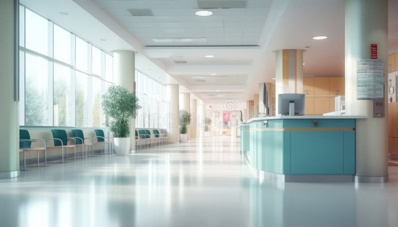 Hospital Hallway, Reception Clinic. Unfocused Background. Stock ...