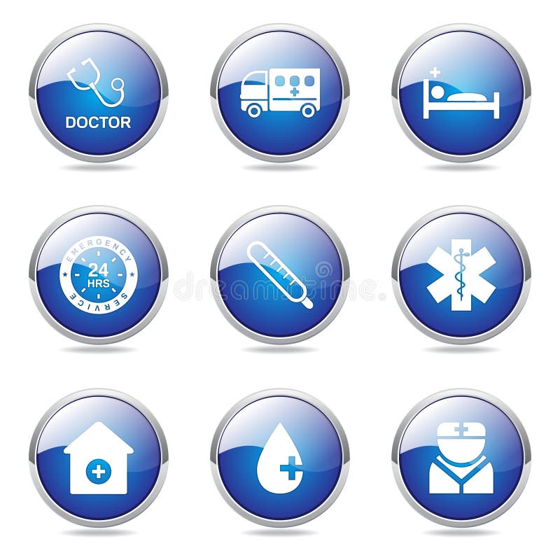 Hospital Health Blue Vector Button Icon Set 2 Stock Vector ...