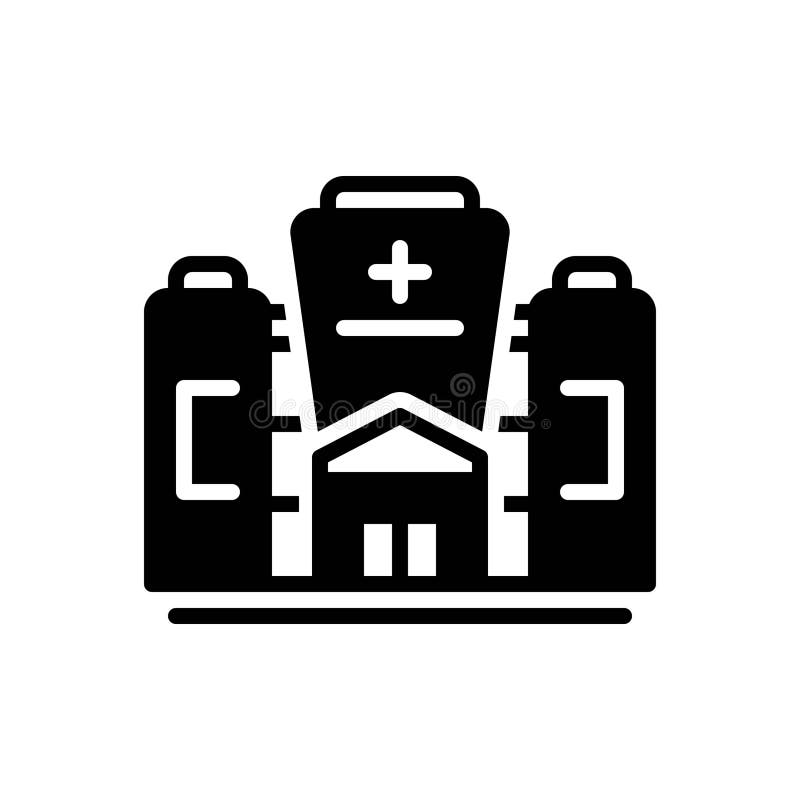Black Solid Icon for Hospital, Asylum and Medical Stock Illustration ...