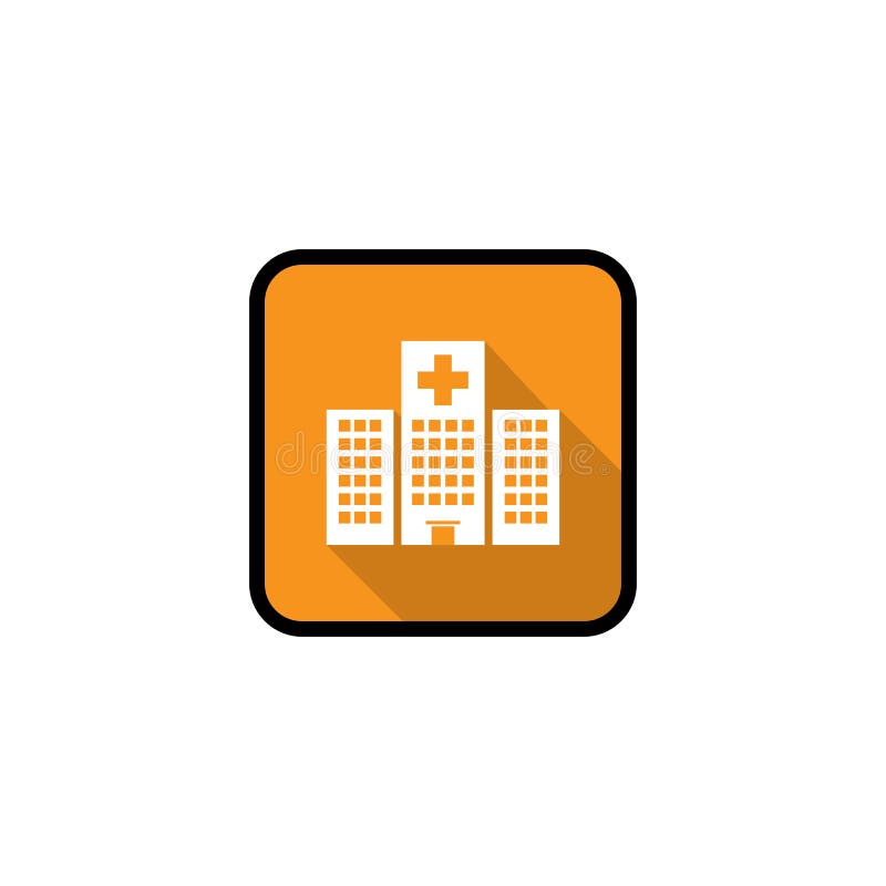 Hospital icon flat stock illustration. Illustration of building - 199308523
