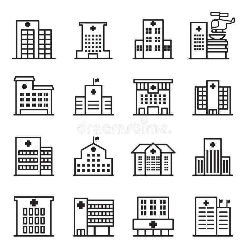 Hospital Icons stock vector. Illustration of plant, landmark - 72473046