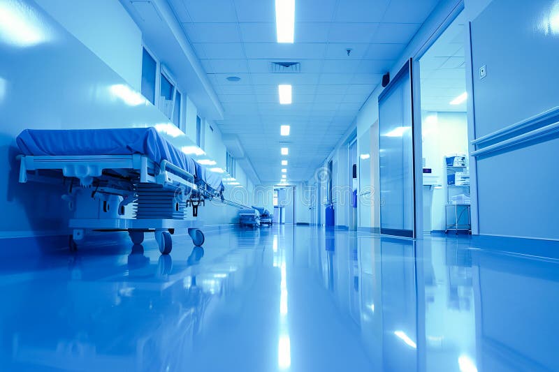 Hospital Interior Light Blue Background Stock Illustration ...