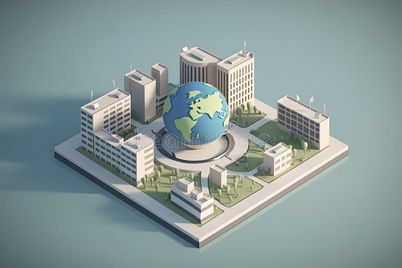 Hospital Isometric on Earth.3d Rendering Stock Illustration ...