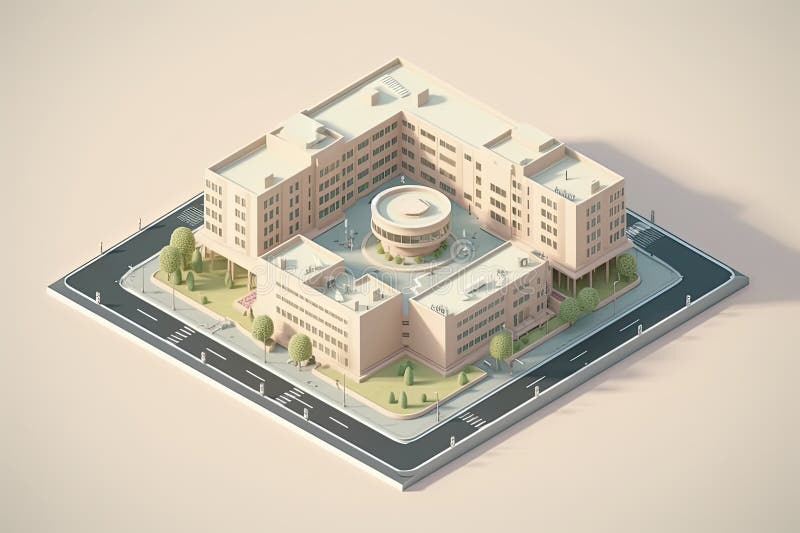 Hospital Isometric on Earth.3d Rendering Stock Illustration ...