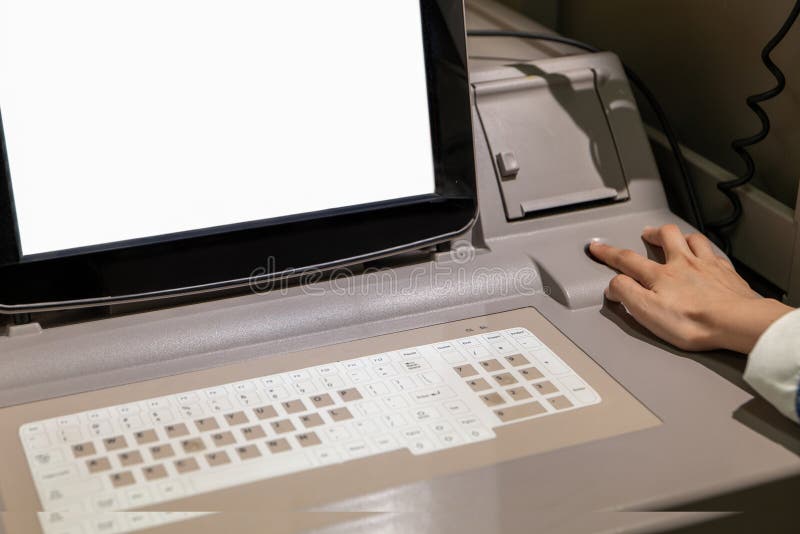 Hospital. Hospital Lab Computer Screen with the Fingerprint Stock Image ...