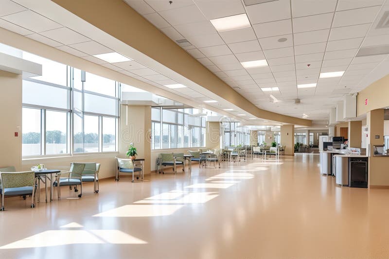 Hospital with Large, Open Floor Plan and Natural Daylighting Stock ...