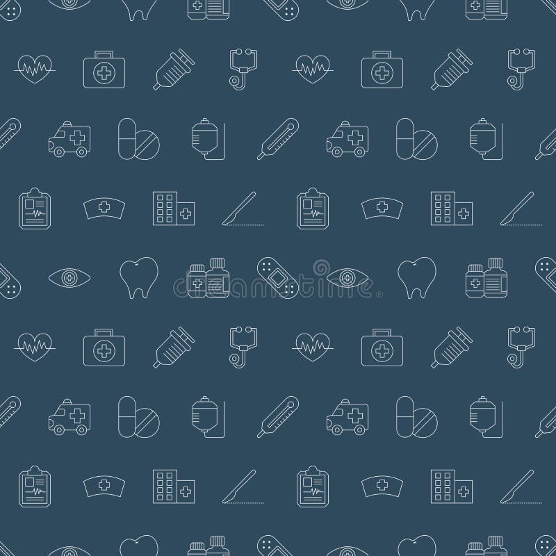 Hospital Line Icon Pattern Set Stock Vector - Illustration of hospital ...