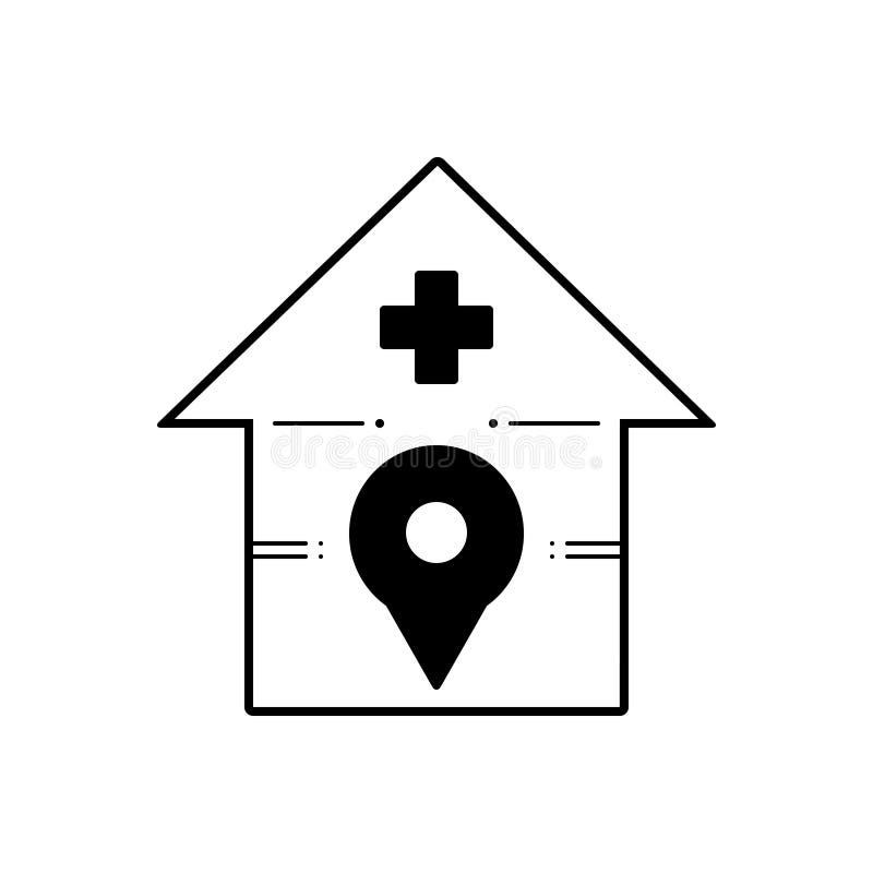 Black Solid Icon for Hospital Location, Clinic and Town Stock Vector ...