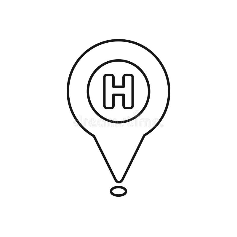 Hospital Location Line Icon. Stock Vector - Illustration of medical ...