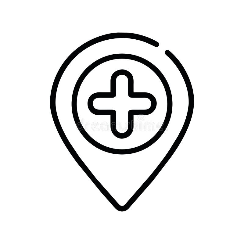 Hospital location pin icon stock vector. Illustration of style - 295538196