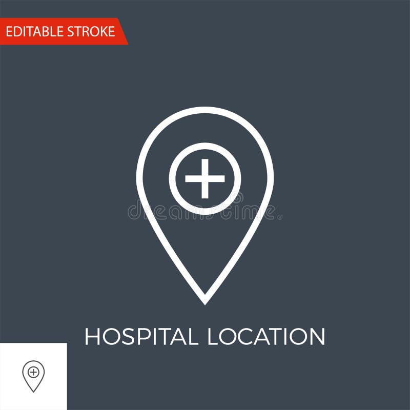 Hospital Location Vector Icon Stock Vector - Illustration of mark, icon ...