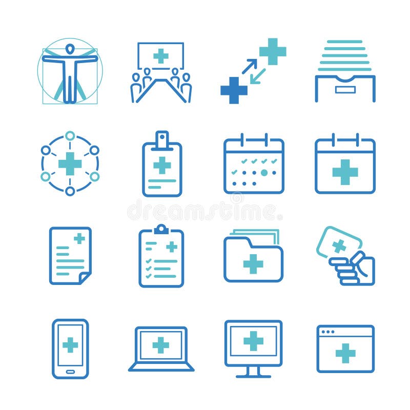 Hospital Management Icons Set Stock Vector - Illustration of male ...