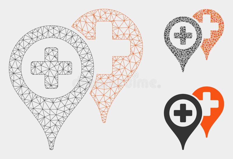 Hospital Map Markers Vector Mesh Carcass Model and Triangle Mosaic Icon ... Hospital Map Markers Vector Mesh Carcass Model and Triangle Mosaic Icon ...